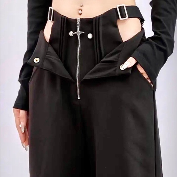 Modstyler | Pants & Jumpsuits | Baggy Streetwear Hip Cutout Wide Leg ...